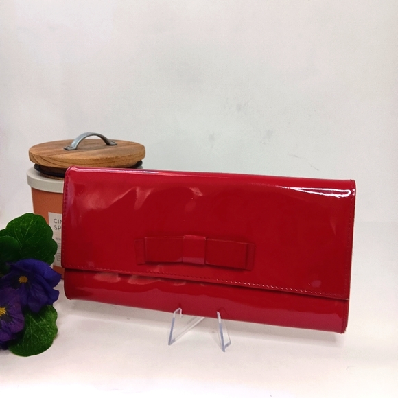 Miu Miu | Bags | Miu Miu Red Patent Bow Long Wallet | Poshmark